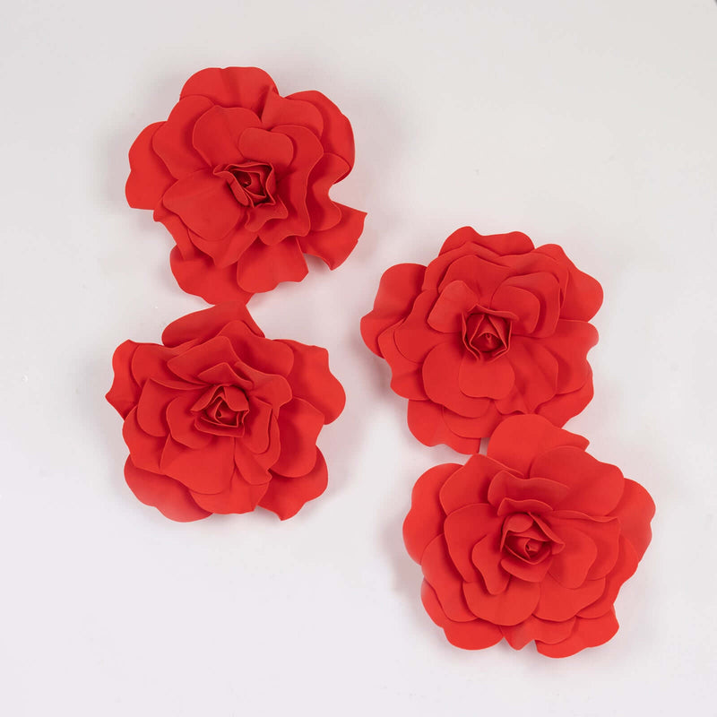 16" Red Foam Artificial Roses - 4 Pack | tableclothsfactory.com