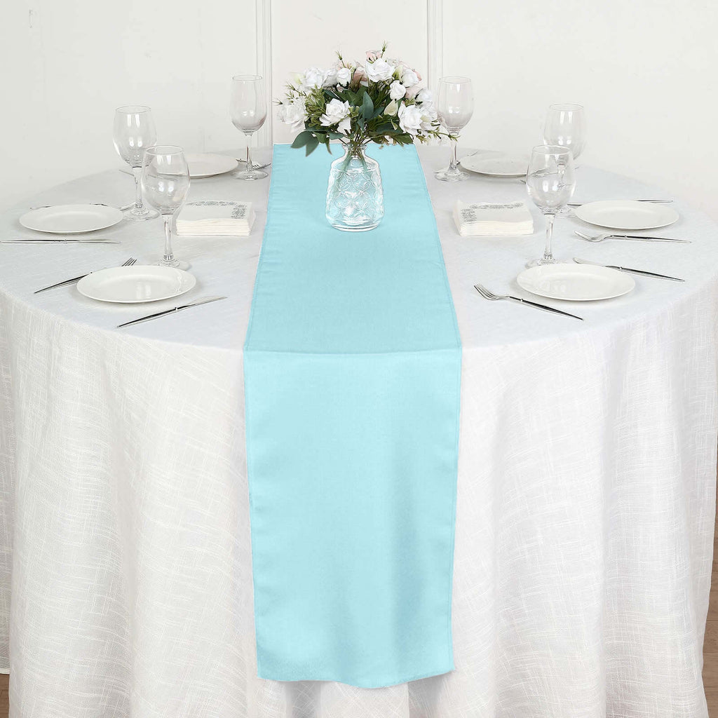 Polyester Table Runner 12"x108" Light Blue by TableclothsFactory.com