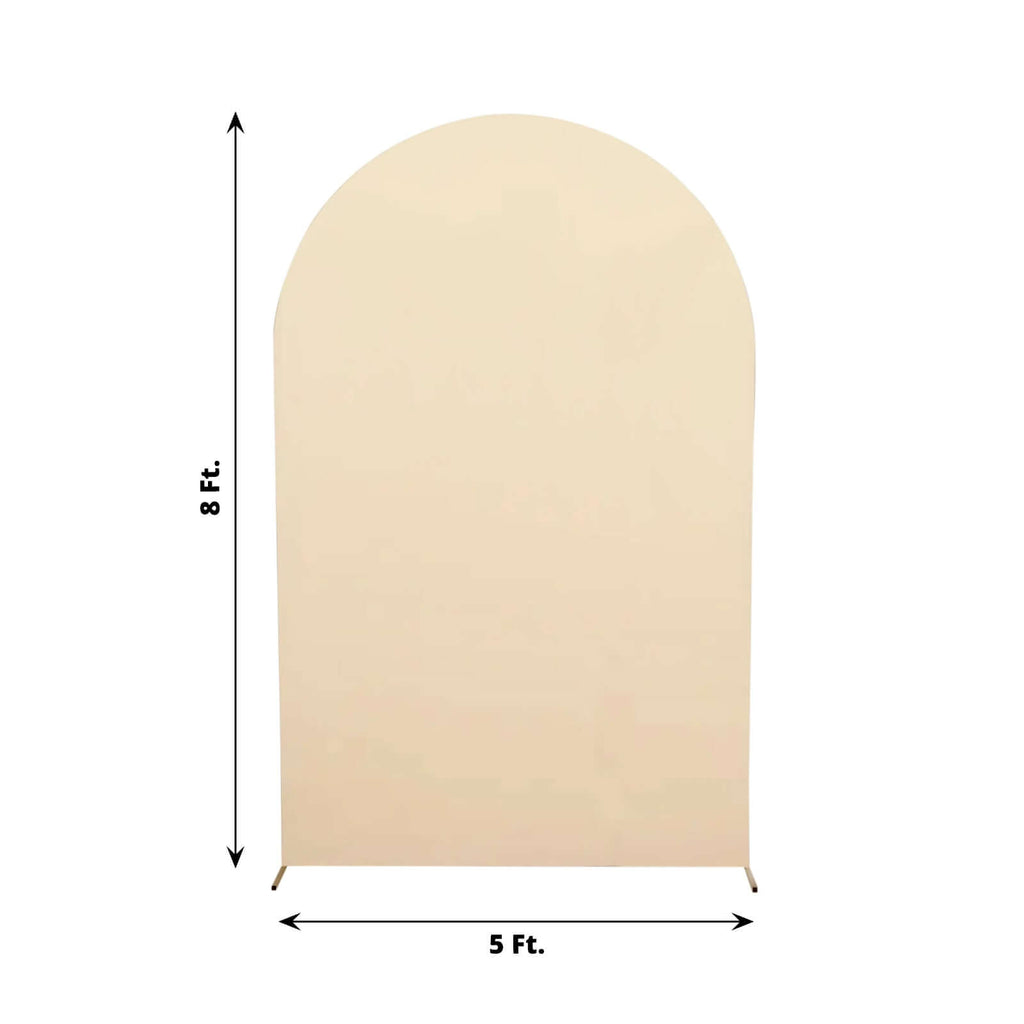 8ft Matte Beige Spandex Fitted Wedding Arch Cover For Round Top Chiara