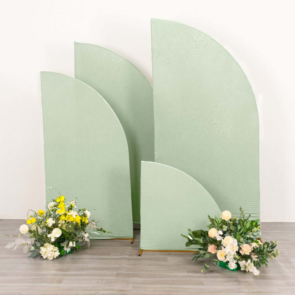 Set Of 4 | Matte Sage Green Spandex Half Moon Backdrop Stand Covers