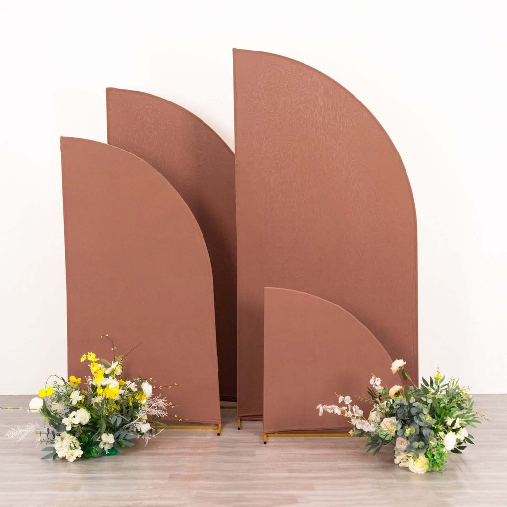 Set of 4 Matte Terracotta (Rust) Spandex Half Moon Chiara Backdrop Sta
