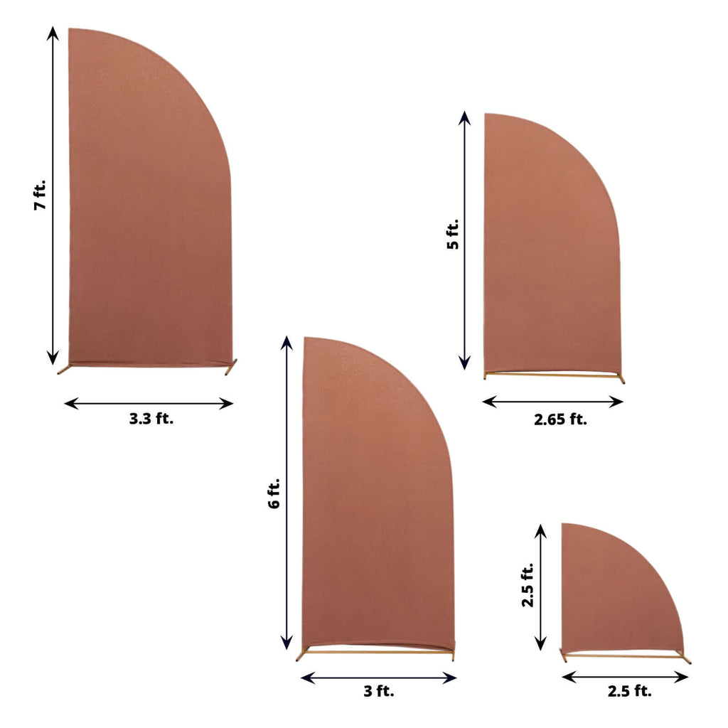 Set of 4 Matte Terracotta (Rust) Spandex Half Moon Chiara Backdrop Sta