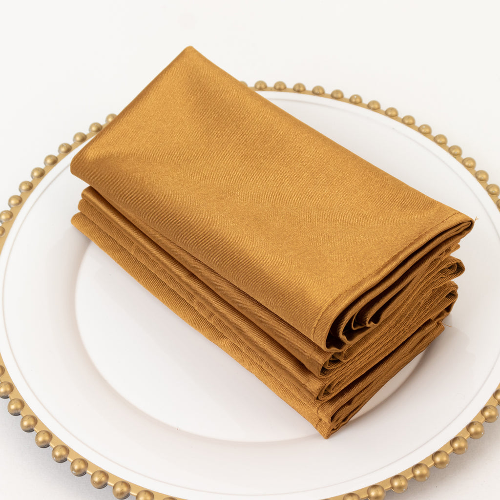 Scuba Polyester Table Napkins 5 Pk Gold | TableclothsFactory