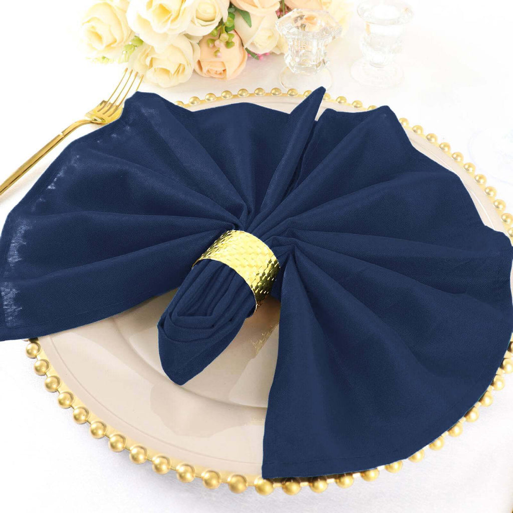 5 Pack 20"x20" Navy Blue Polyester Linen Napkins