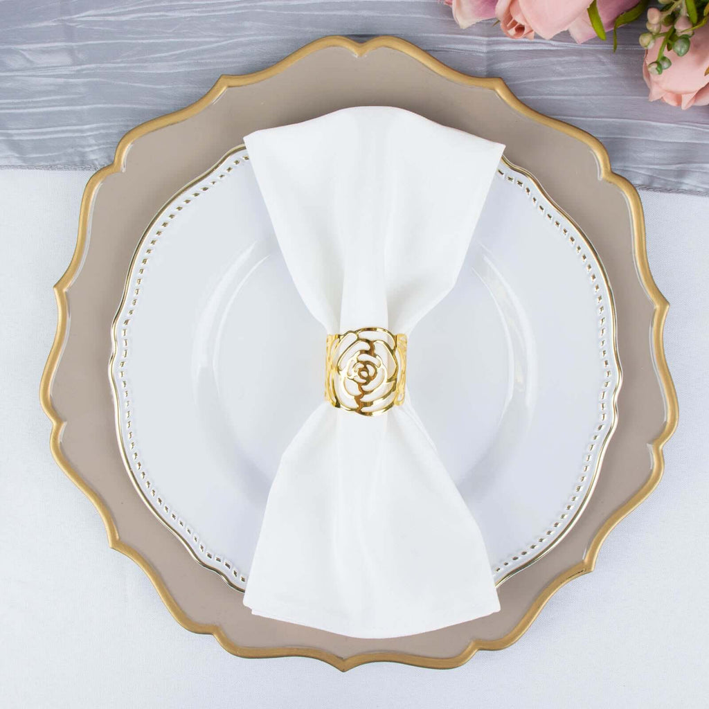 4 Pack | Gold Laser Cut Rose Metal Napkin Ring