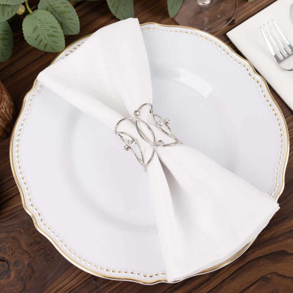 Elegant Silver Metal Napkin Rings - 4 Pack | tableclothsfactory.com