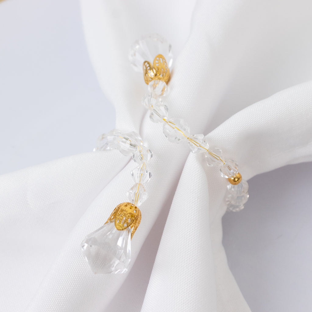 Crystal Beaded Napkin Rings 10pk Gold | TableclothsFactory