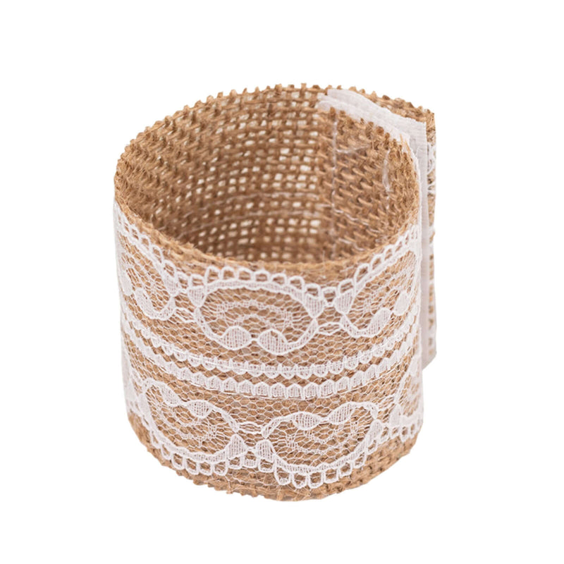 Rustic Boho Burlap Lace Napkin Rings | tableclothsfactory.com