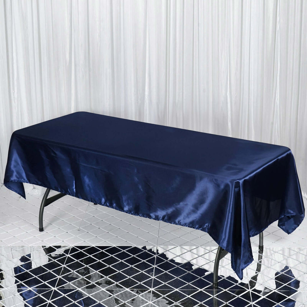 Satin Tablecloth 60"x102" Navy Blue by TableclothsFactory.com