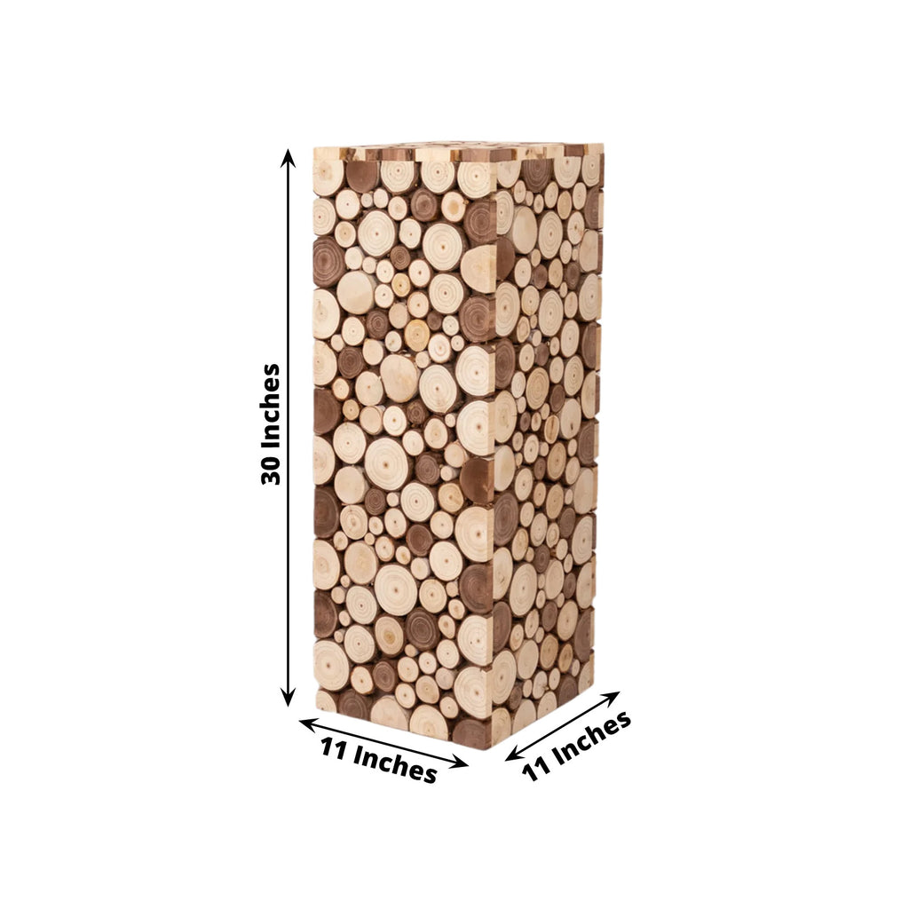30" Wooden Slices Pillar Prop Stand | TableclothsFactory.com