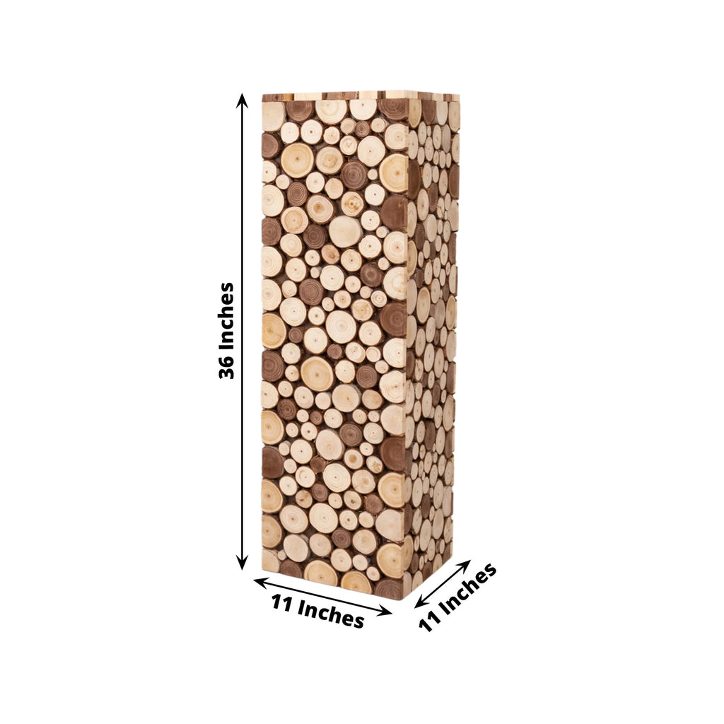 36" Wooden Slices Pillar Prop Stand | TableclothsFactory.com