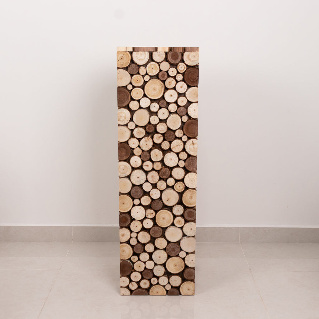 36" Wooden Slices Pillar Prop Stand | TableclothsFactory.com