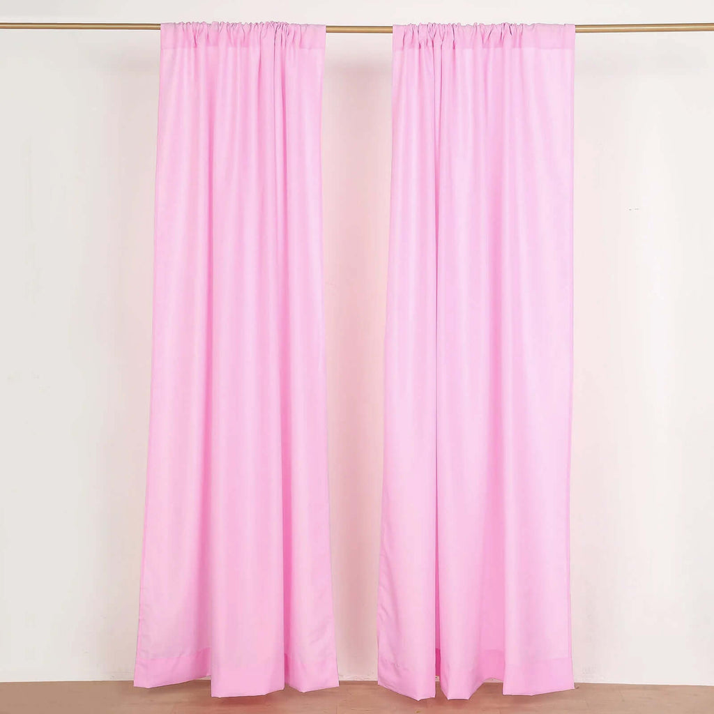 2 Pink Polyester Curtains 10ftx8ft | Tableclothsfactory.com