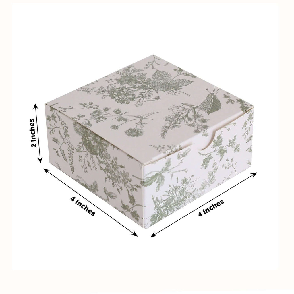 25 Pack White Sage Green Paper Favor Boxes | tableclothsfactory.com