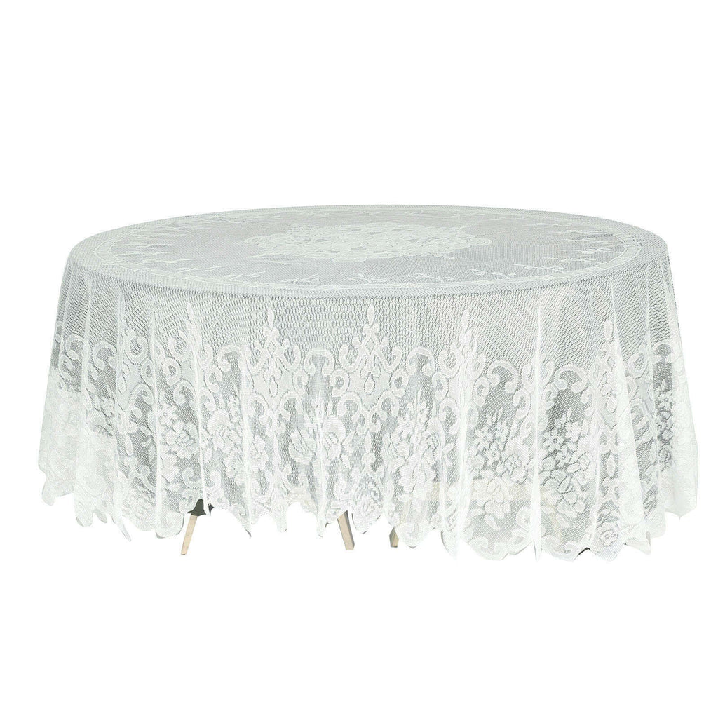 Lace Round Tablecloth 108" Ivory by TableclothsFactory.com