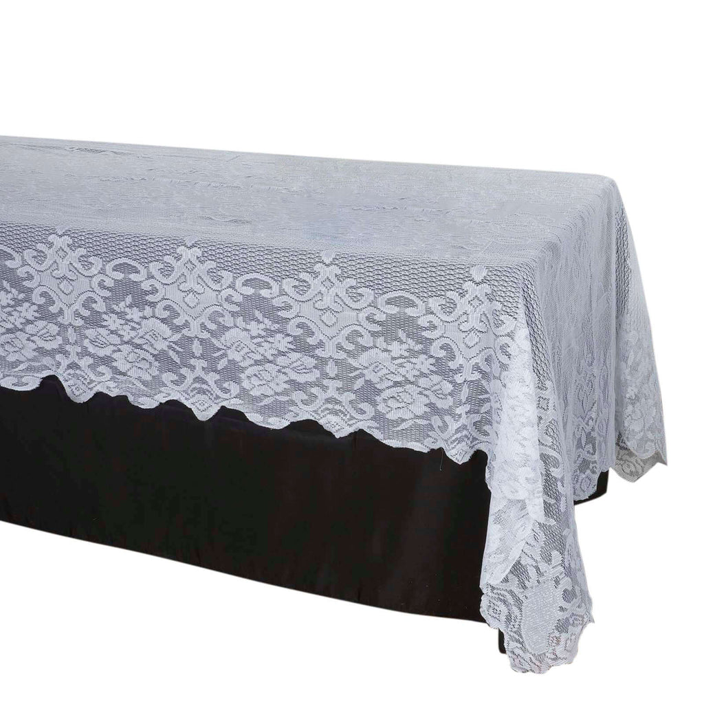Lace Rectangular Tablecloth 60"x126" White by TableclothsFactory.com
