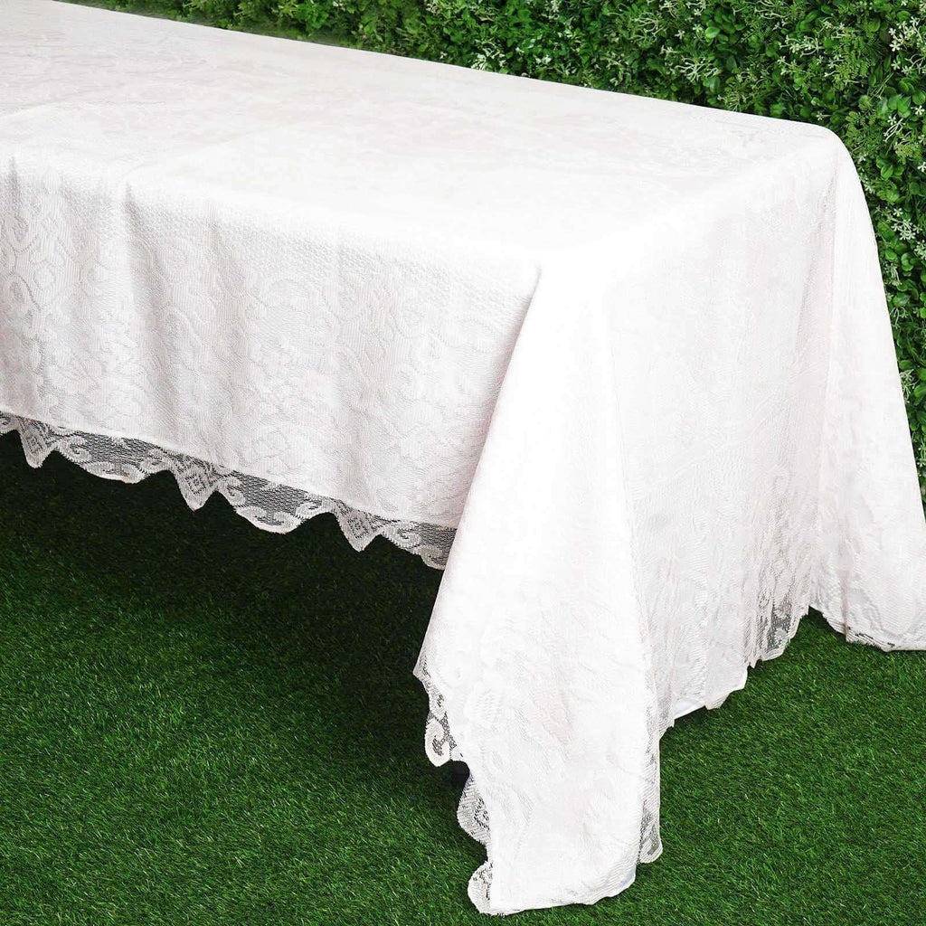 Lace Rectangular Tablecloth 60"x126" White by TableclothsFactory.com
