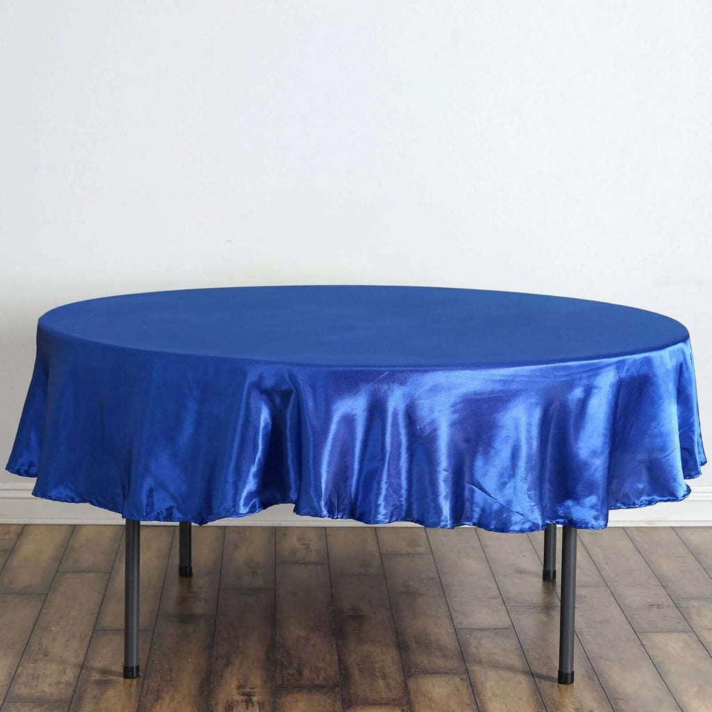 Satin Round Tablecloth 90" Royal Blue by TableclothsFactory.com