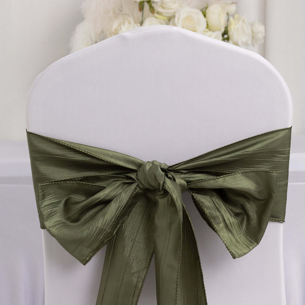 Accordion Taffeta Chair Sashes Dusty Sage Green 6"x106" by ...