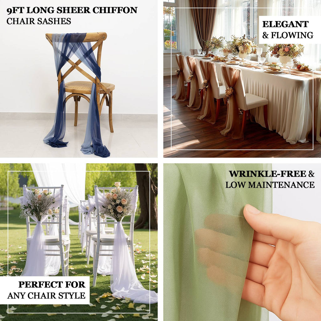 20-Pack Sheer Chair Drape Decor in Navy Blue and Dusty Blue – 9ft Shim
