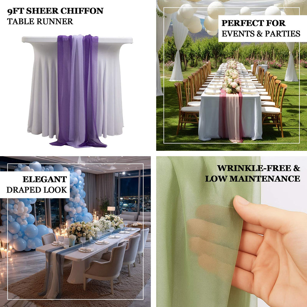 20-Pack 9ft Sheer Table Runners – Dusty Blue/Ivory Shimmer Sheer Drape