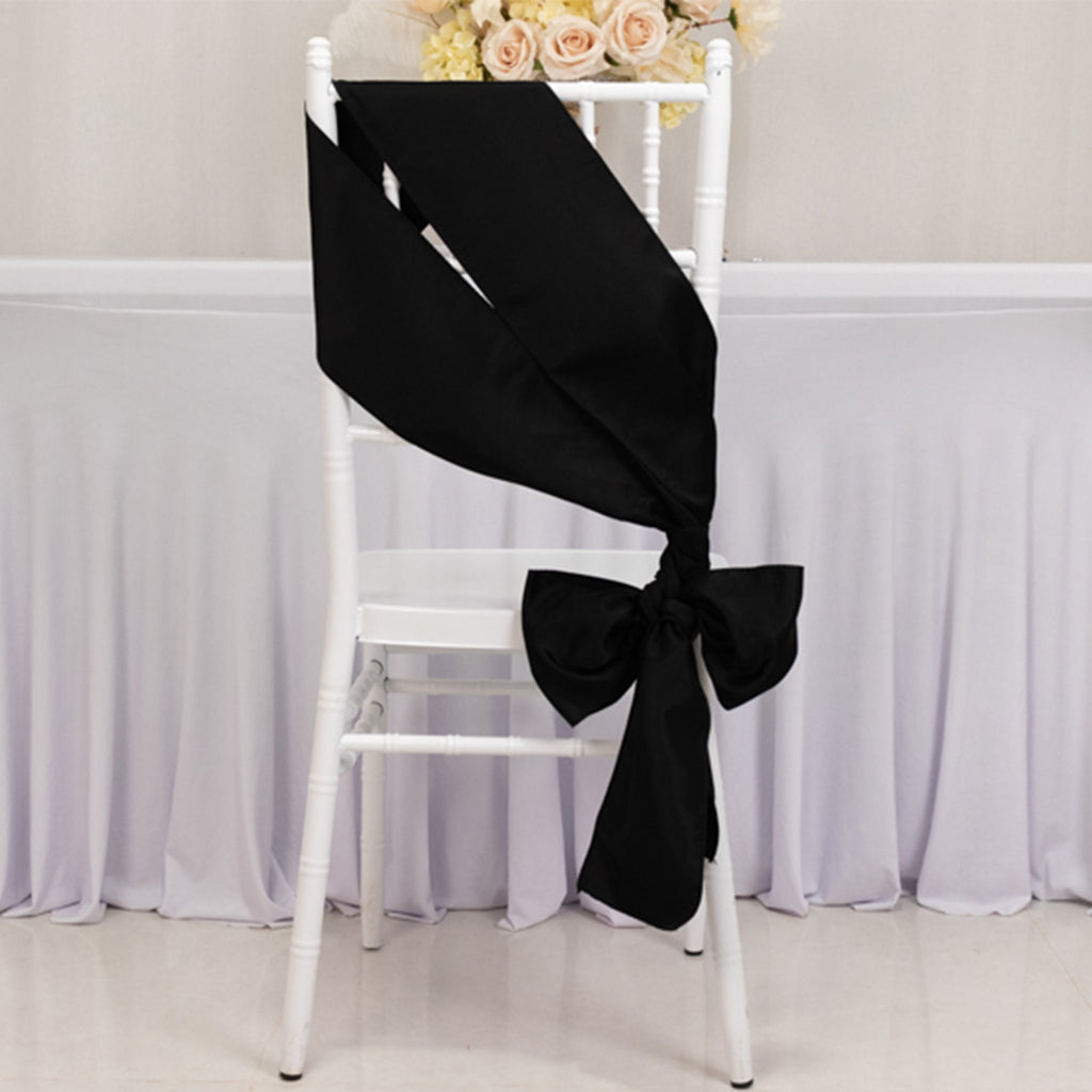 Lamour Satin Chair Sashes 6"x106" Black by TableclothsFactory.com