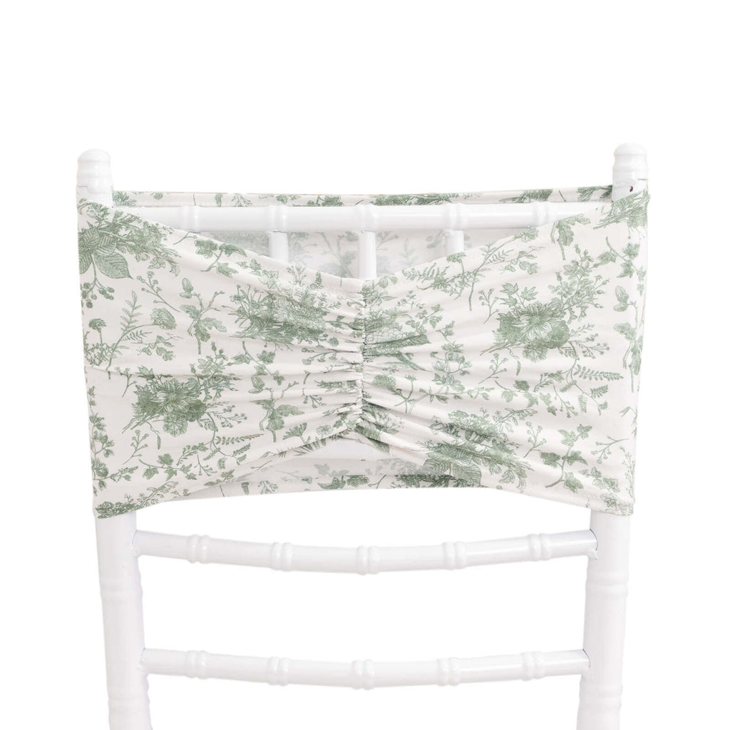 Spandex French Toile Chair Sash 8"x13" Dusty Sage Green by ...