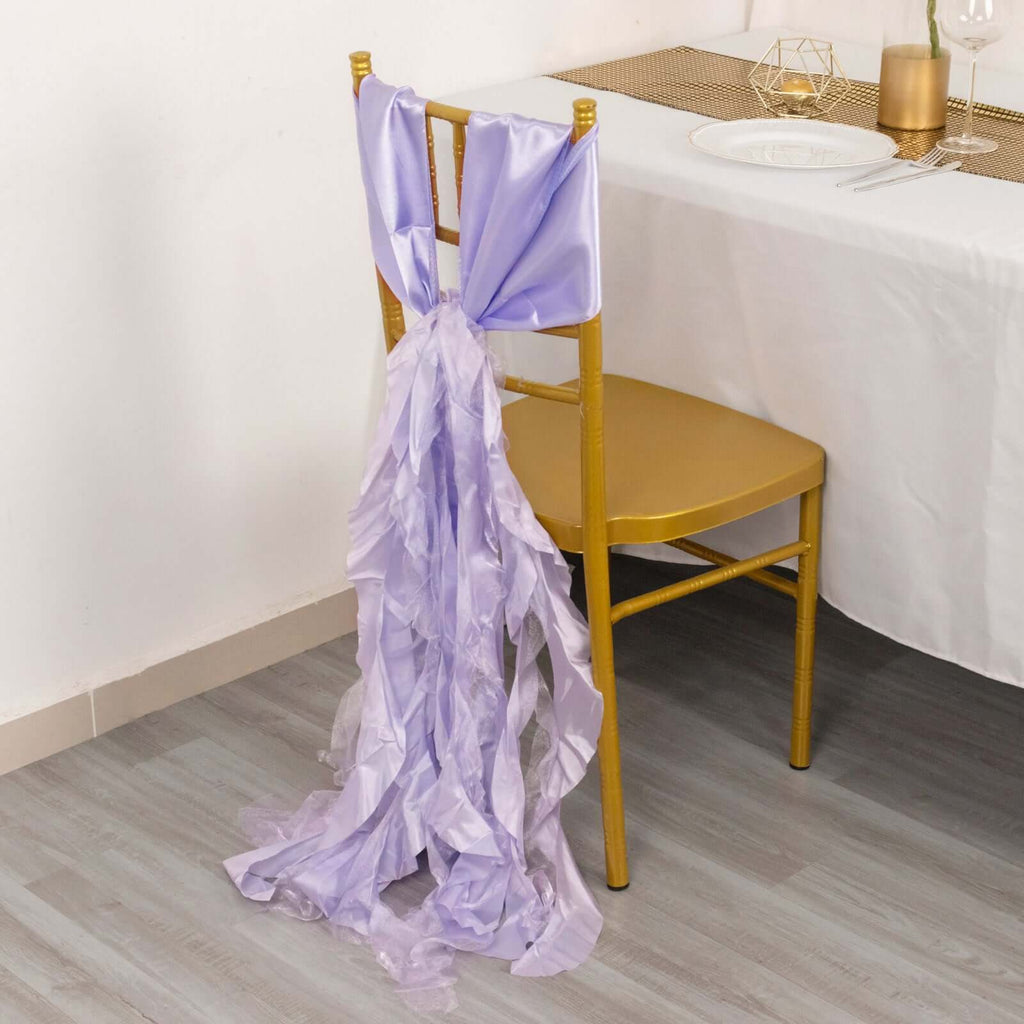 Curly Chiffon Satin Sashes Lavender Lilac by TableclothsFactory.com
