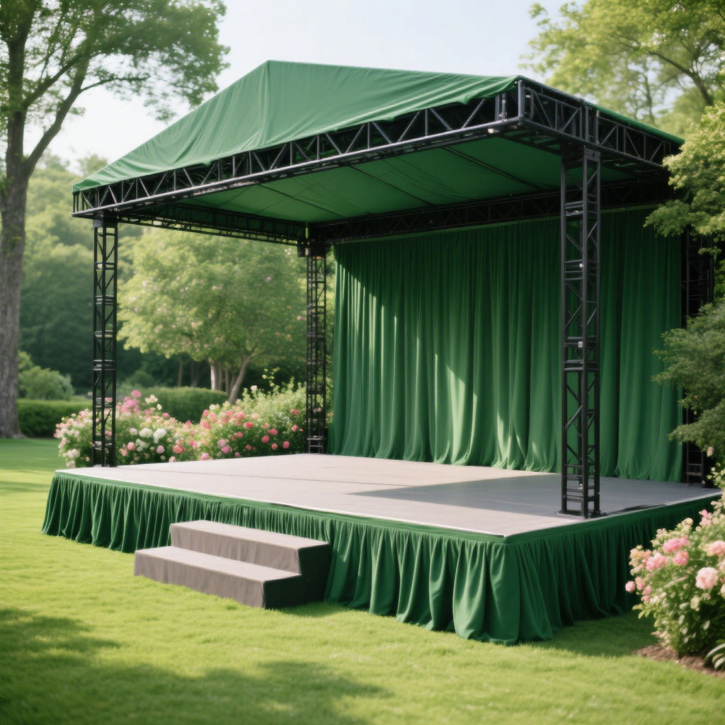 Stage Skirt Hunter Polyester 16"x10ft | TableclothsFactory