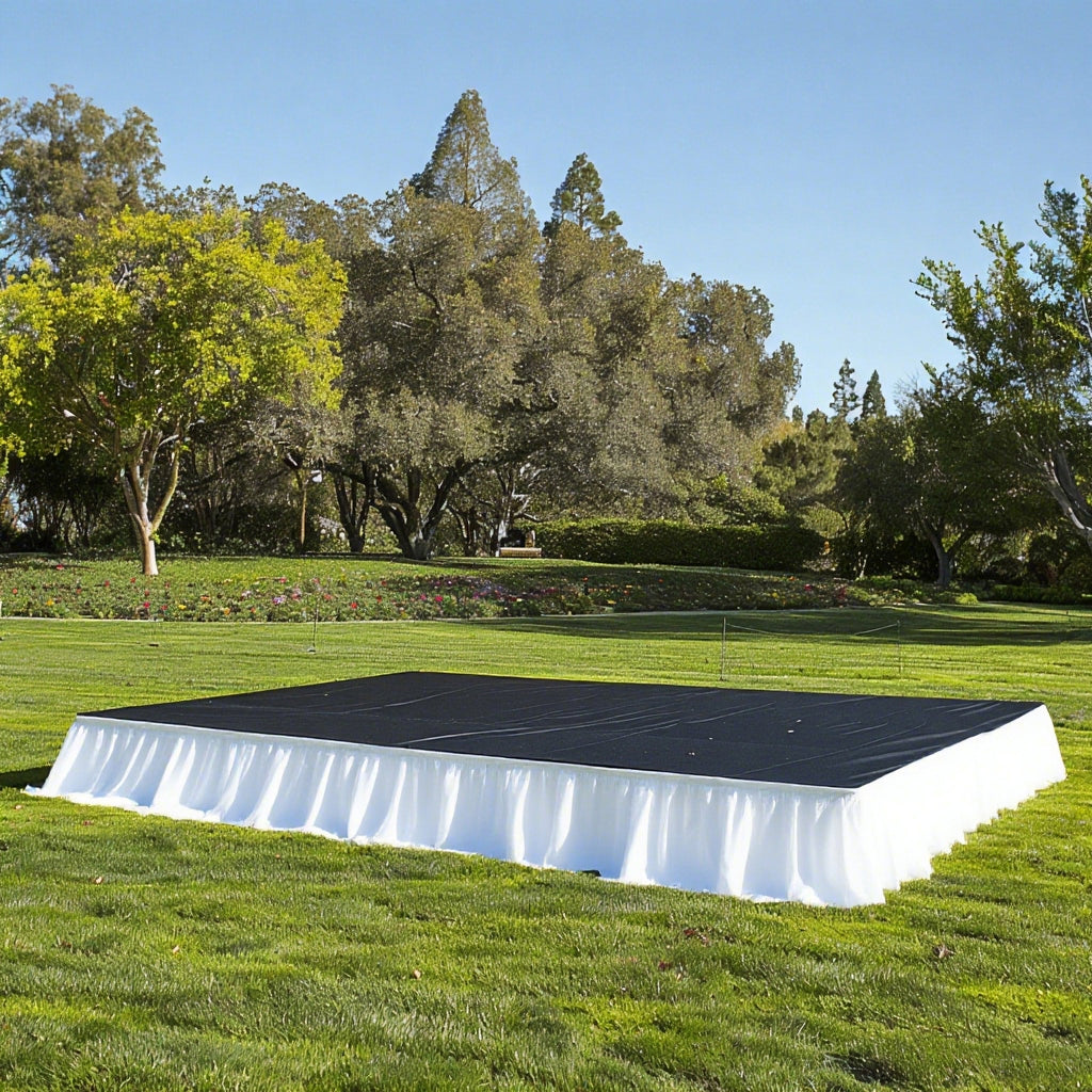 Stage Skirt White Polyester 16"x10ft | TableclothsFactory
