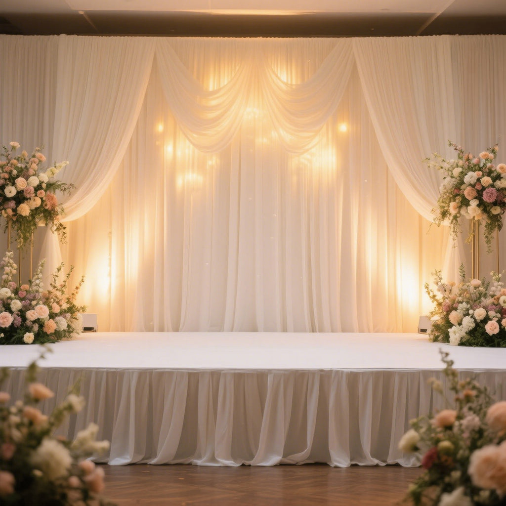 Stage Skirt White Polyester 36"x20ft | TableclothsFactory