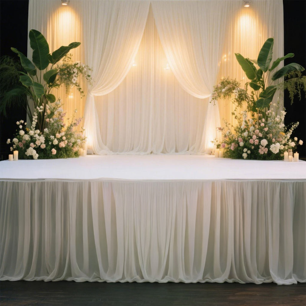 Stage Skirt White Polyester 48"x20ft | TableclothsFactory