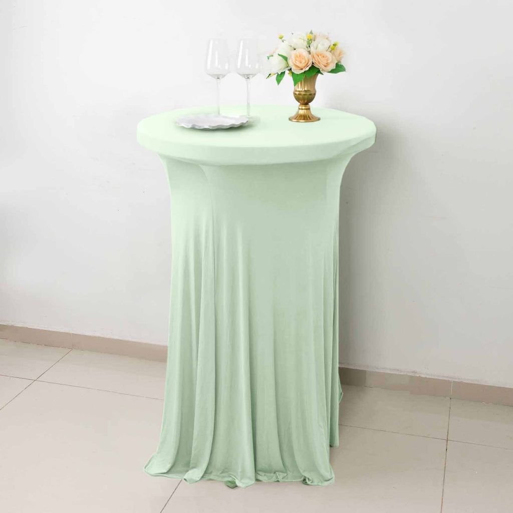 Spandex Cocktail Table Skirt Sage Green by TableclothsFactory.com