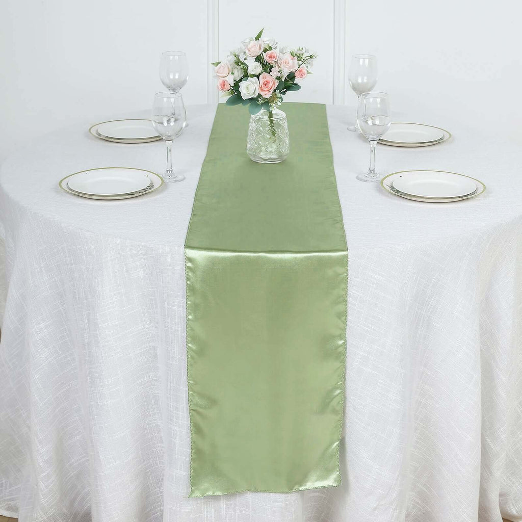 Satin Runner 12"x108" Sage Green by TableclothsFactory.com