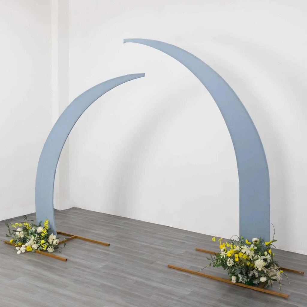 Set of 2 Dusty Blue Spandex Half Crescent Moon Backdrop Stand Covers,
