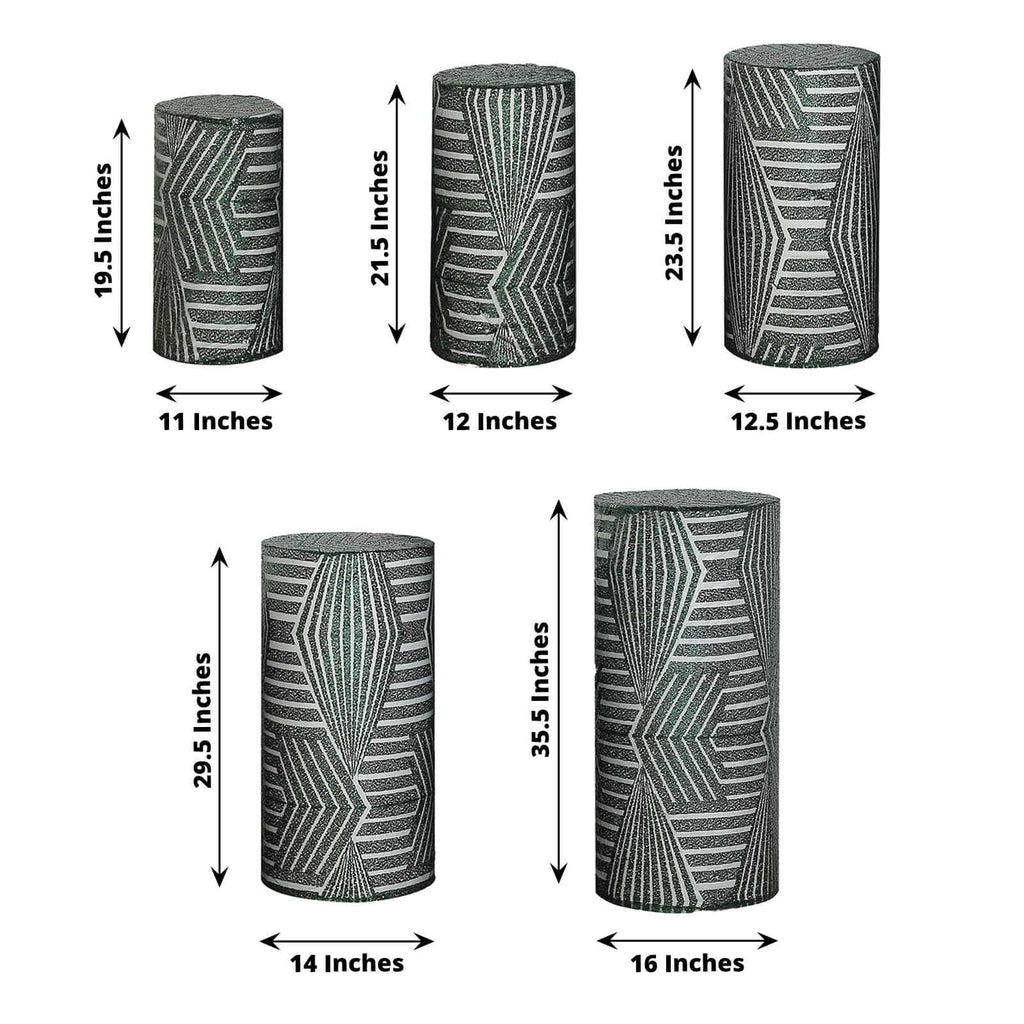 Emerald Green Sequin Cylinder Stand Covers | tableclothsfactory.com