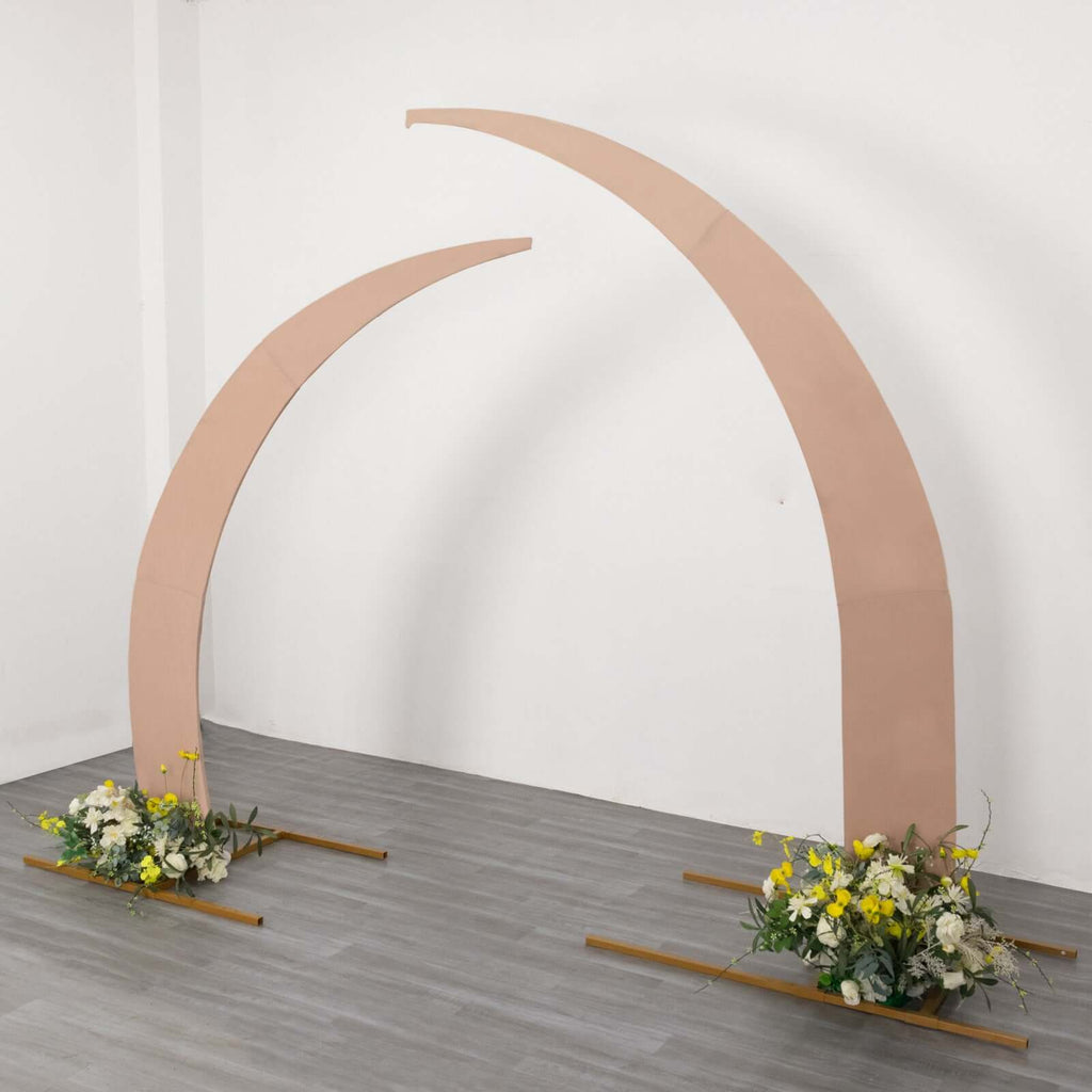 Set of 2 Nude Spandex Half Crescent Moon Backdrop Stand Covers, Custom