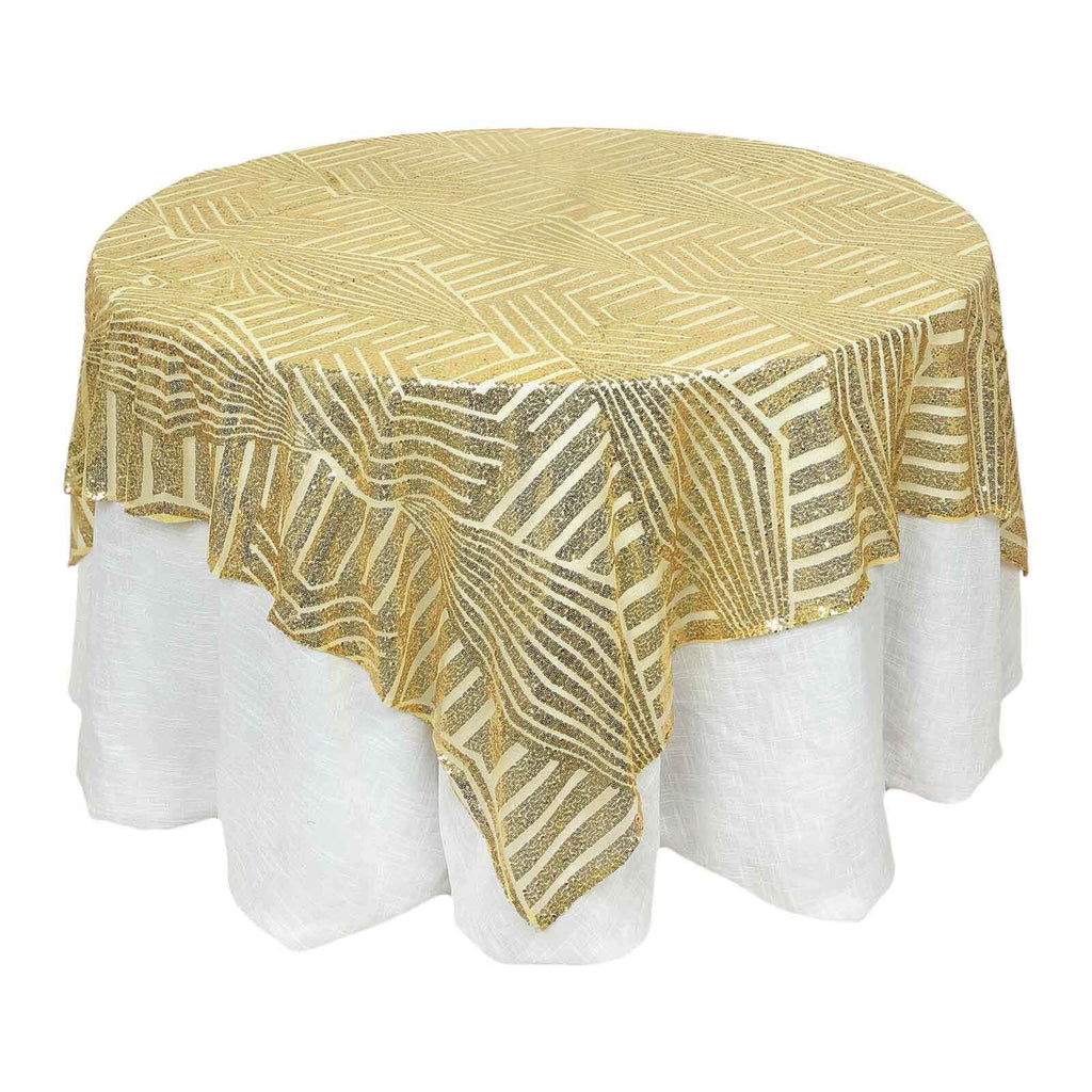 Diamond Sequin Overlay 72"x72" Gold by TableclothsFactory.com