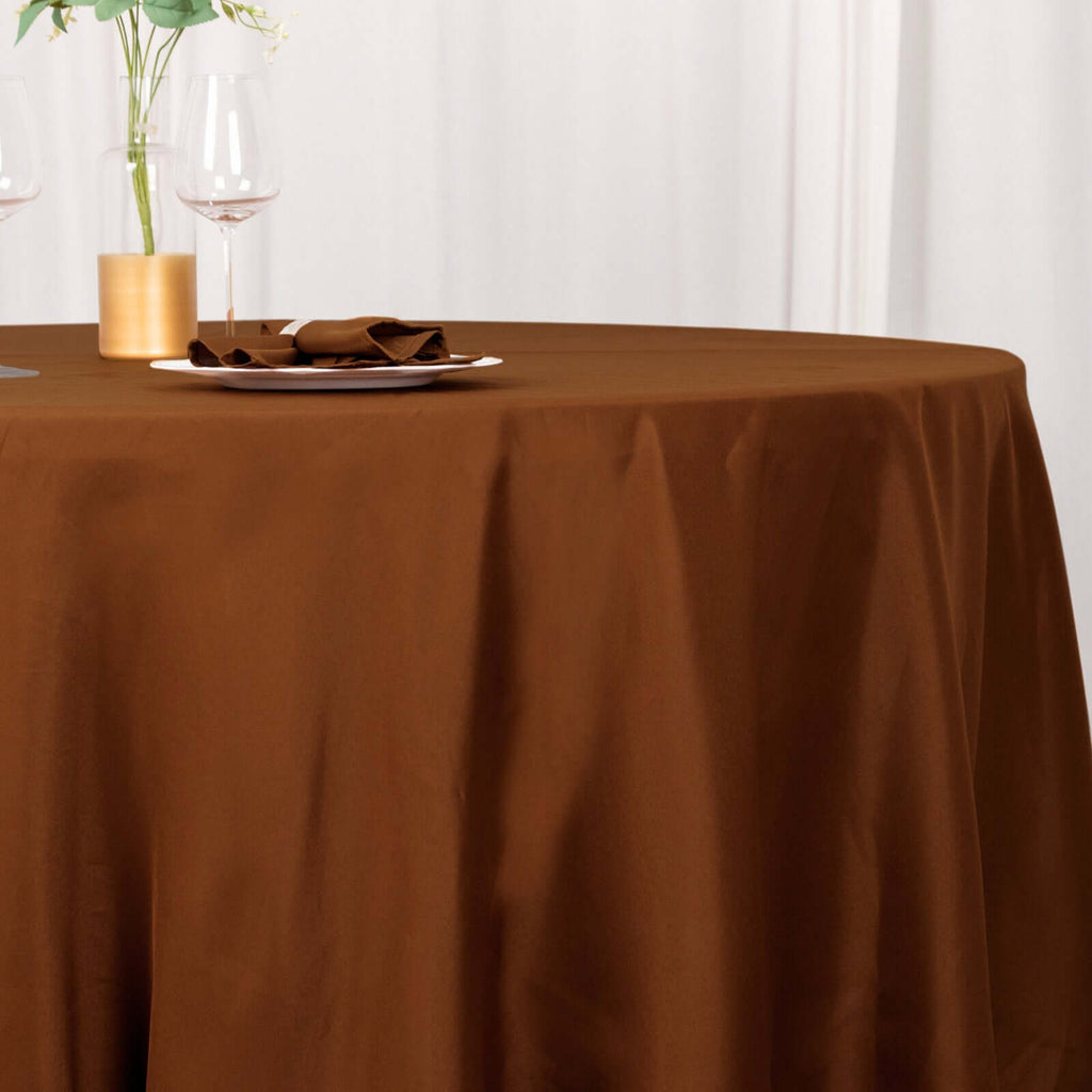 Polyester Tablecloth 108" Cinnamon Brown by TableclothsFactory.com