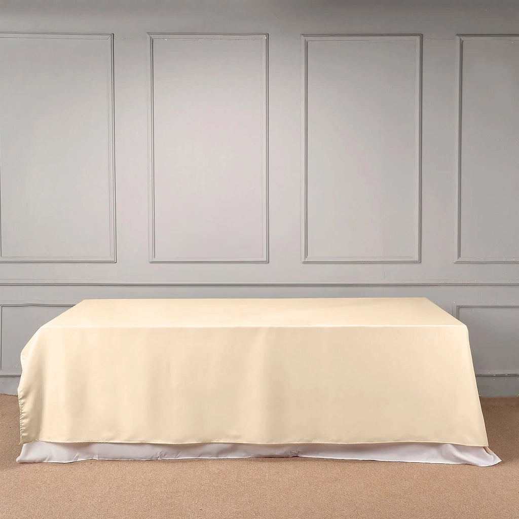 Polyester Tablecloth 90"x132" Beige by TableclothsFactory.com