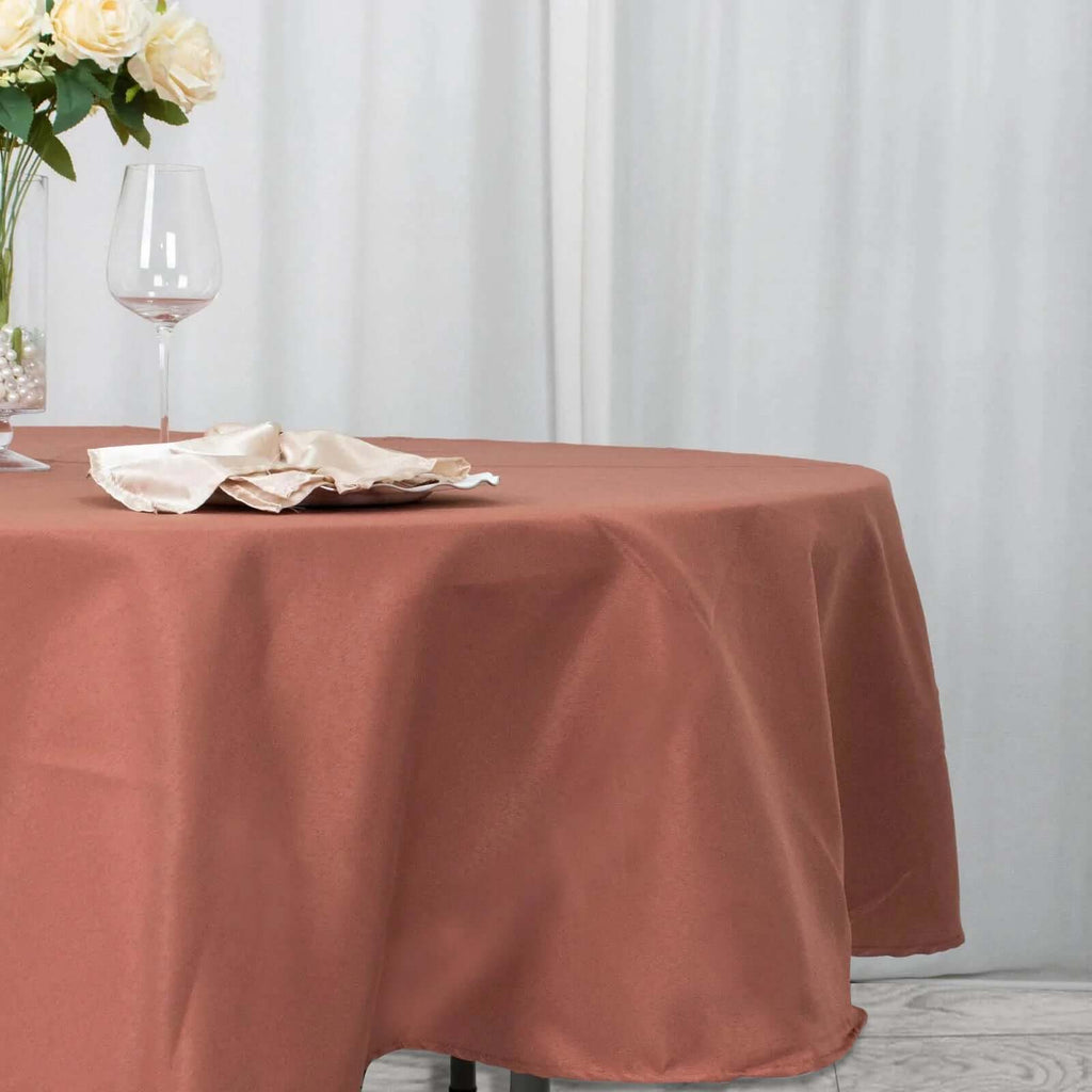 Premium Polyester Tablecloth 90" Terracotta by TableclothsFactory.com