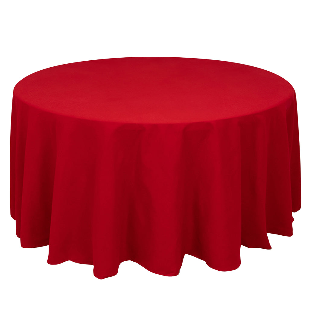 Cotton Blend Round Tablecloth 120" Red by TableclothsFactory.com