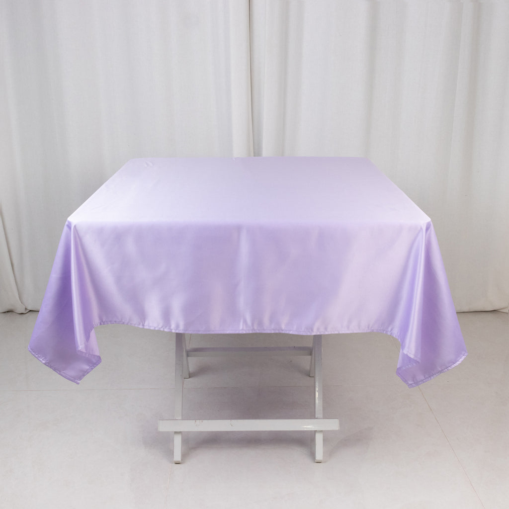 Lamour Satin Tablecloth 54"x54" Lavender Lilac | TableclothsFactory