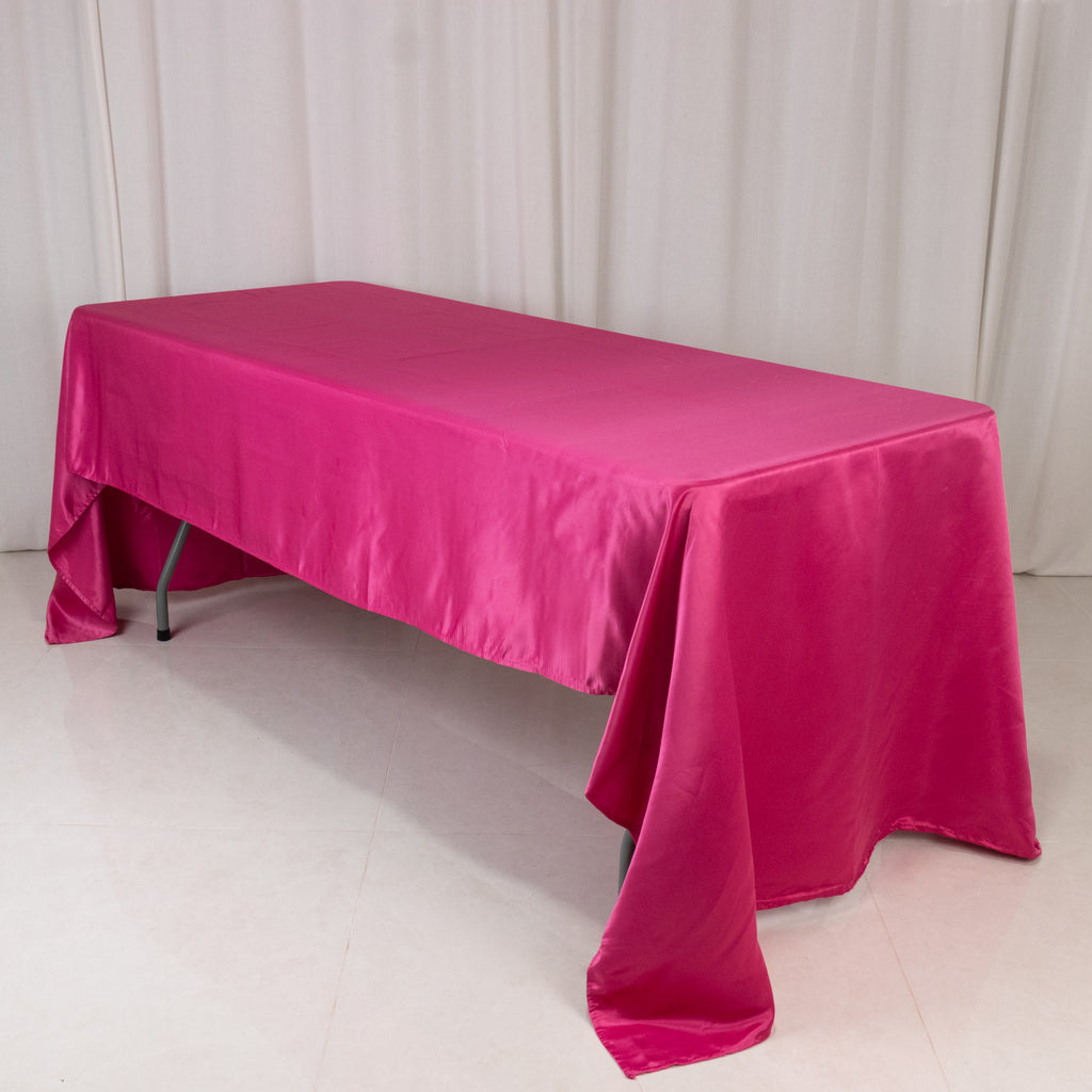 Lamour Satin Tablecloth 60"x126" Fuchsia | TableclothsFactory