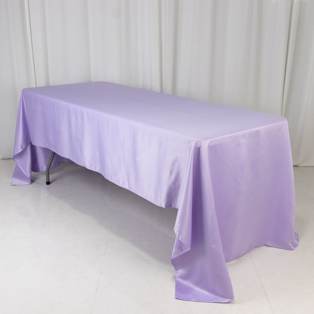 Lamour Satin Tablecloth 60"x126" Lavender Lilac | TableclothsFactory