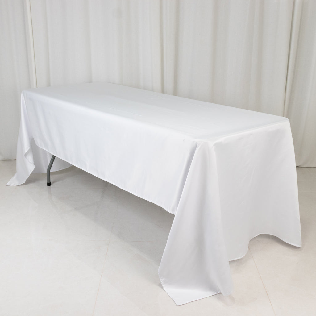Lamour Satin Tablecloth 60"x126" White | TableclothsFactory