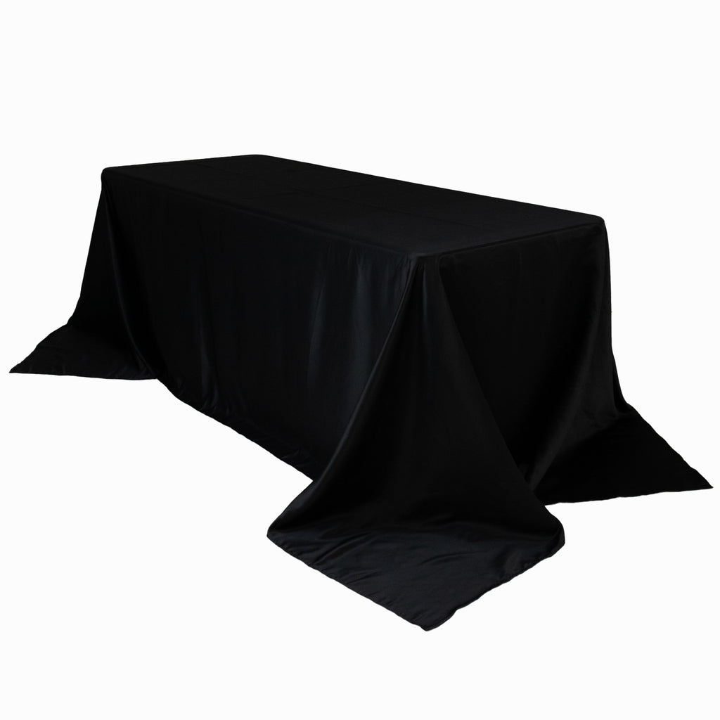Lamour Satin Tablecloth 90"x132" Black | TableclothsFactory