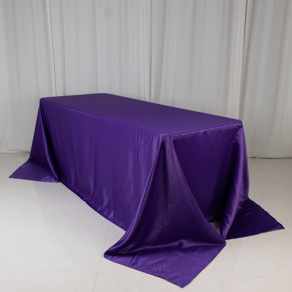 Lamour Satin Tablecloth 90"x132" Purple | TableclothsFactory