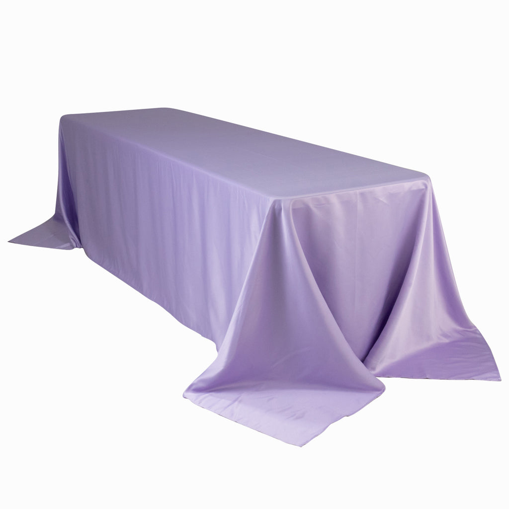 Lamour Satin Tablecloth 90"x156" Lavender Lilac | TableclothsFactory