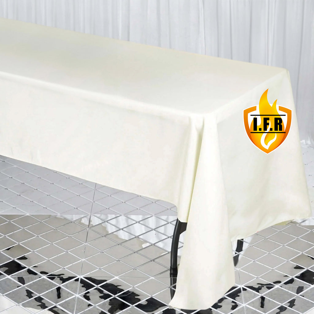 Fire Retardant Tablecloth 60"x126" Ivory | TableclothsFactory